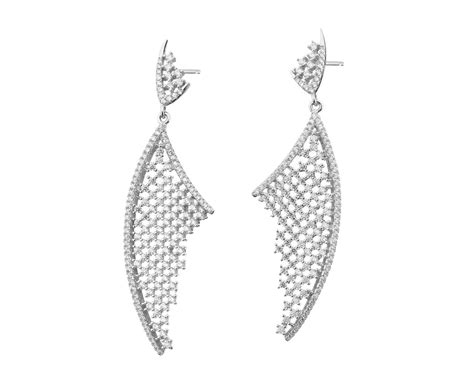 Rhodium Plated Silver Earrings With Cubic Zirconia Ref No AP125 9524