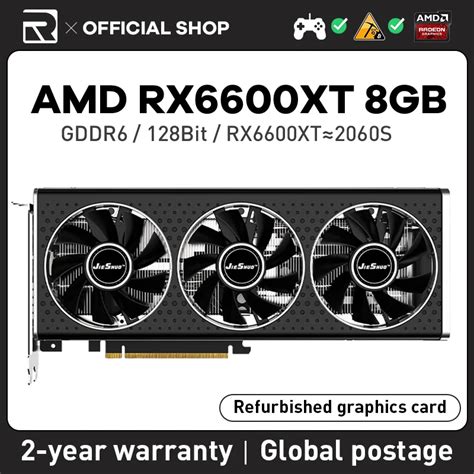 JIESHUO AMD RX 6600XT 8GB Three Fan Video Graphics Card GDDR6 GPU