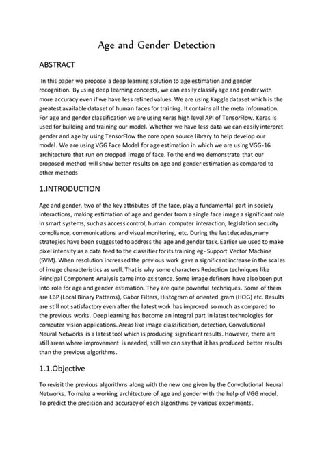 Age And Gender Detection Docx Artificial Intelligence Technology Computing