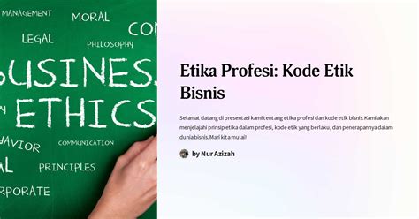 Etika Profesi Kode Etik Bisnis