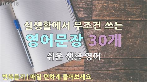 생활영어 실생활에서 자주 사용하는 쉬운 영어 30문장 편안하게 들어 보세요 연속듣기 매일영어 Day16 Youtube