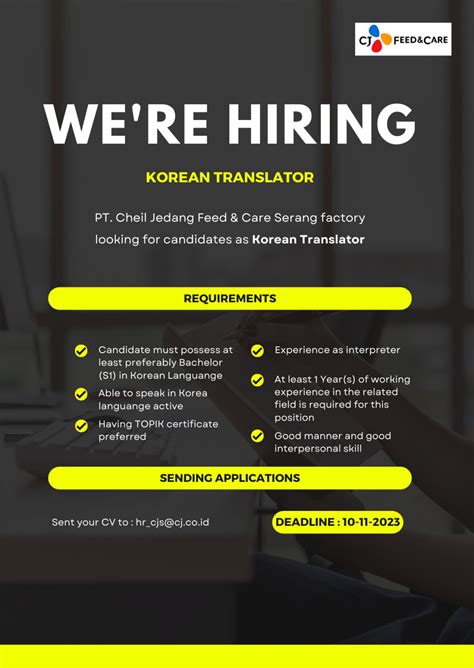 Faizal Rachmat Lilo On Linkedin Lowonganpekerjaan Hiring Translator Korea Cjfnc