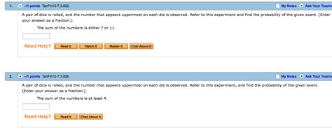 Solved A Pair Of Dice Is Rolled And The Number That Appears