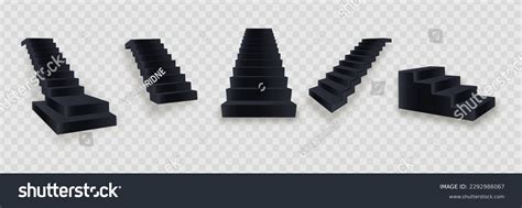 White Stairs 3d Staircases Set Isolated Stock Vector Royalty Free