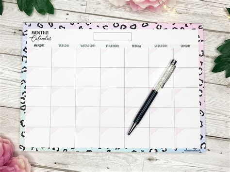 Monthly Calendar Desktop Notepad Desktop Monthly Planner Etsy UK