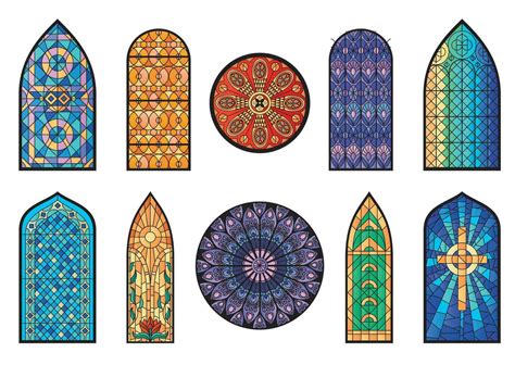 Stained Glass Mosaic Set 27177415 Vector Art At Vecteezy