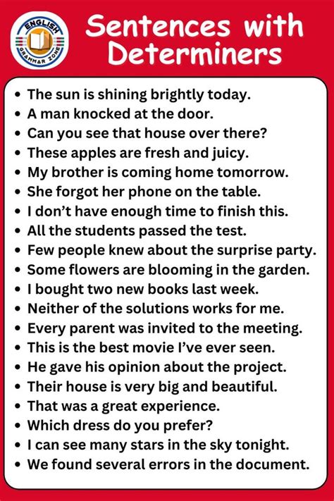 Types Of Determiners In English Reading Skills Determiners Reading