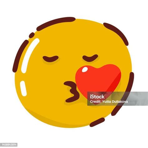 Smiling Emoji In Love Kiss The Heart From The Lips向量圖形及更多人圖片 Istock