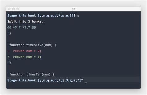 Git Tip How To Stage A Hunk Of Code Via The Command Line