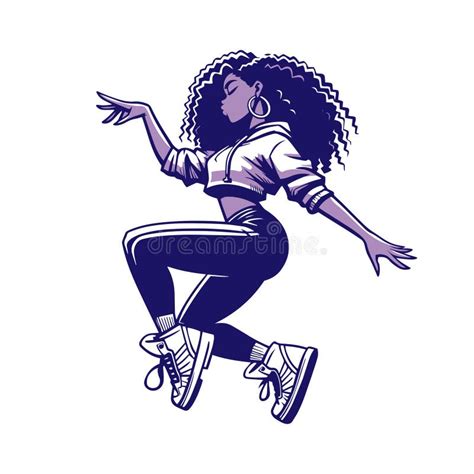 Cartoon Black Girl With Afro Hairstyle Dancing Stock Vector