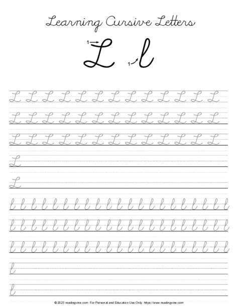 Cursive Writing Letter L