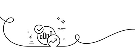Charts Statistics Line Icon Report Graph Sign Continuous Line With Curl
