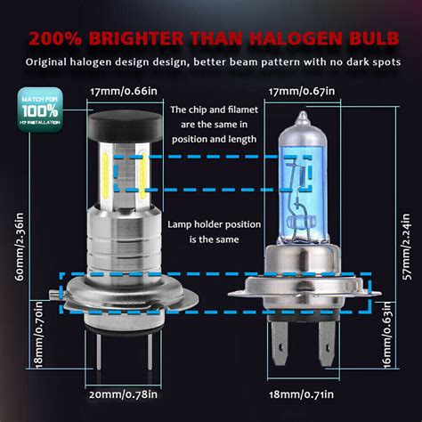 2pcs 110w H7 Led Bulbs Car Headlight Conversion Globes Suit Beam Lamp