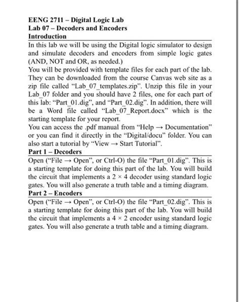 solved eeng 2711 digital logic lab lab 07 decoders and