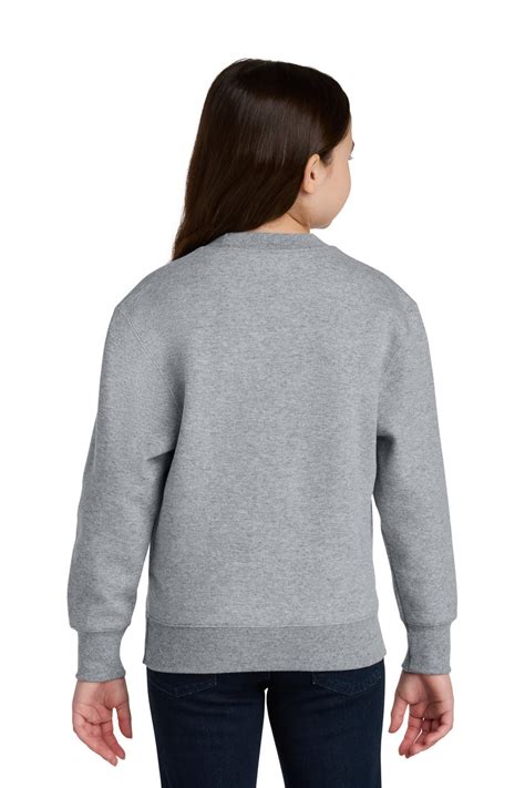 Port And Co™ Youth Core Fleece Crewneck Pocket Sweatshirt Pc78ypkt Pro