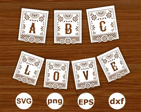 Papel Picado Svg Papel Picado Cut Files White And Black Alphabet