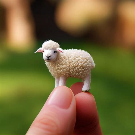 Premium Photo This Is A Cute Mini Sheep The Size Of A Thumb With A Blurry Generative Ai