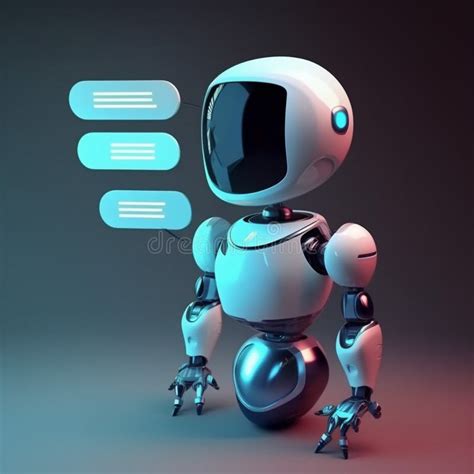 Talking Cute Robot With Artificial Intelligence Concept Of Chatbot Stock Illustration