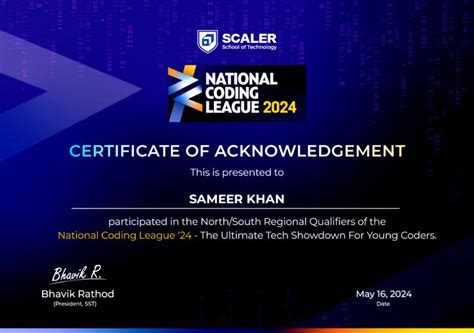 Sameer Khan On Linkedin Codingleague2024 Scalerschooloftechnology