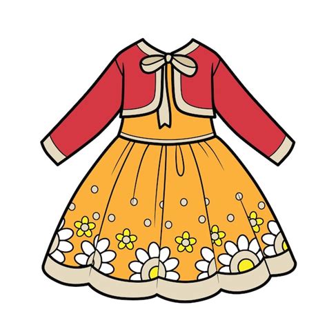 흰색 배경에 격리된 페이지를 색칠하기 위한 볼레로 색상 변형이 있는 멋진 드레스 프리미엄 벡터