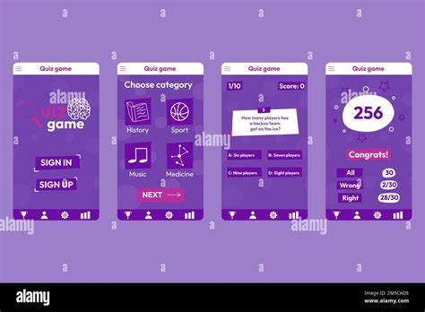Quiz Test Lottery Millionaire Menu Template Quiz Game Frame Flat