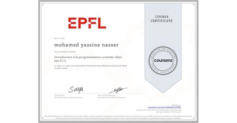 Completion Certificate For Introduction à La Programmation Orientée
