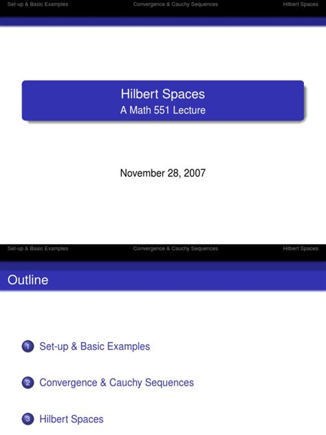 Hilbert Spaces Pdf Hilbert Space Sequence