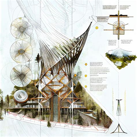 ai generated architecture illustration architectural sketch organic