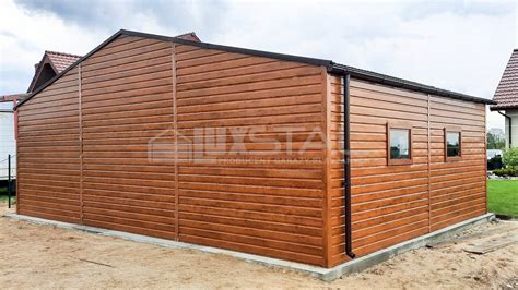 GARAŻ BLASZANY 9m x 6m poziom dwuspad 2x Brama uchylna drzwi 3x