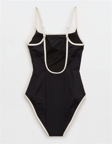 Aerie Wide Rib Scoop Full Coverage One Piece Swimsuit