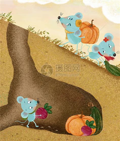 小老鼠一家系列之搬运食物插画图片下载 正版图片402164926 摄图网