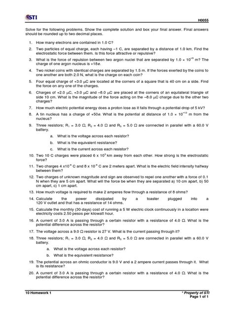 10 Homework 1 Electromagnetism I Pdf Electric Charge Electrical