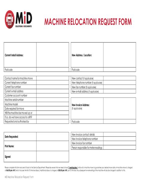 fillable online machine relocation request form fax email print pdffiller
