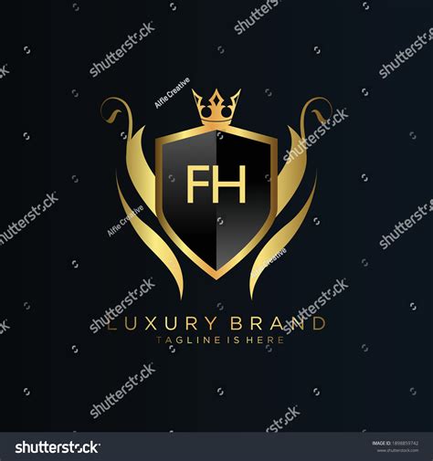 Fh Letter Initial Royal Templateelegant Crown เวกเตอร์สต็อก ปลอดค่า
