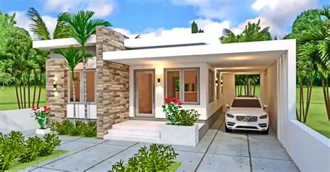 แบบบ้านชั้นเดียวสไตล์โมเดิร์น ทรงหน้าแคบหลังลึก ตกแต่งในโทนสีอบอุ่นสบาย