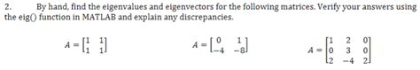 Solved 2 The Eig By Hand Find The Eigenvalues And
