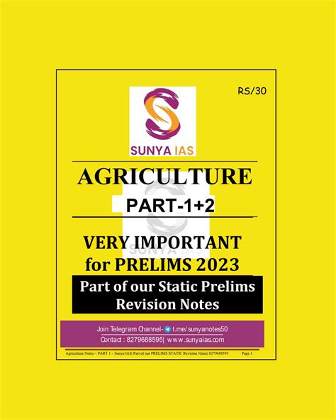 Sunya Ias 2023 Agriculture Part 12 Very Important For Prelims 2023