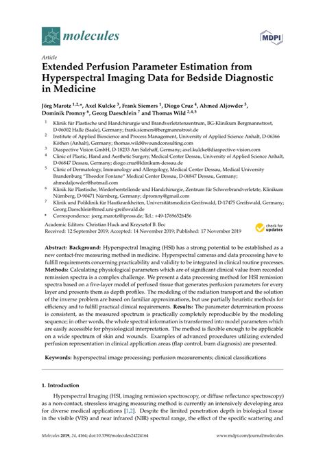 pdf extended perfusion parameter estimation from hyperspectral