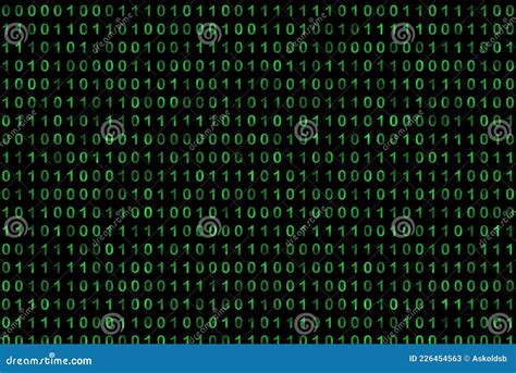 Binary Code Grid From Bright Green Digits On Black Background Matrix