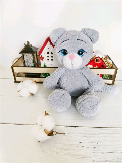 Серый кот мягкая игрушка, плюшевый котик, вязаный котёнок в интернет ...