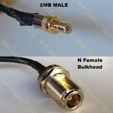RG142 SMB MALE To N FEMALE BULKHEAD Coaxial RF Pigtail Cable RF