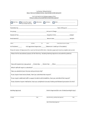Fillable Online Field Trip Request Form La Conner School District Fax