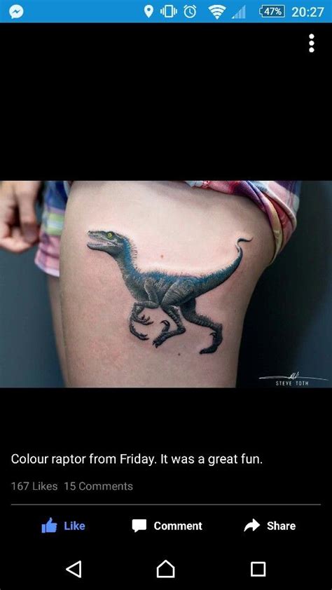 My Gorgeous Velociraptor Blue Tattoo Dinosaur Tattoos Body Art