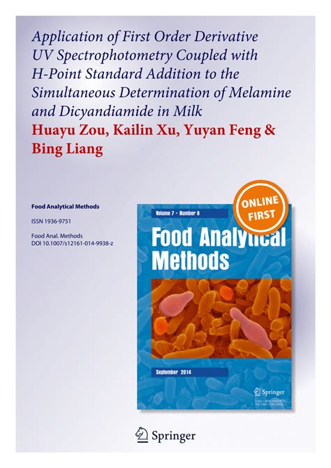 Pdf Application Of First Order Derivative Uv Spectrophotometry Coupled With H Point Standard