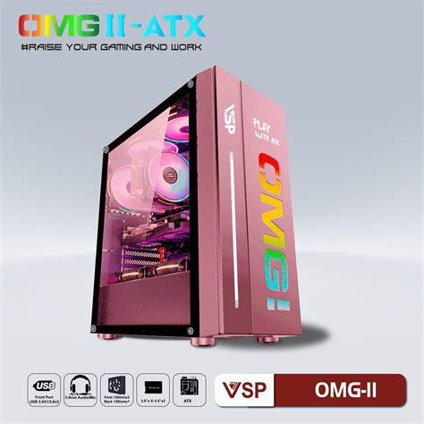 Case VSP OMG II Pink x x mm Dãy LED RGB Hông kính cường lực Fan đuôi x mm ko kèm