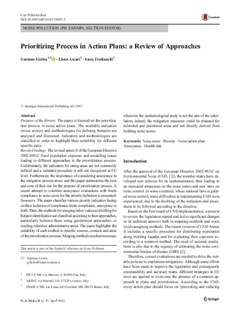 pdf prioritizing process in action plans a review of approaches