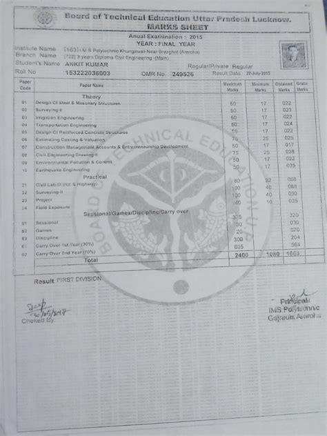 Marksheet Pdf