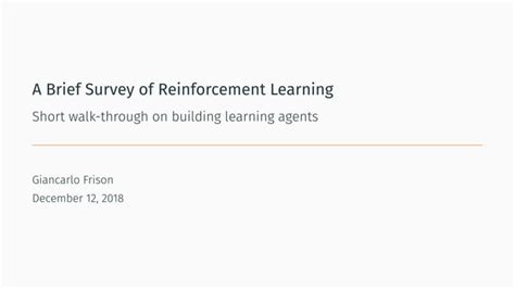 A Brief Survey Of Reinforcement Learning Pdf