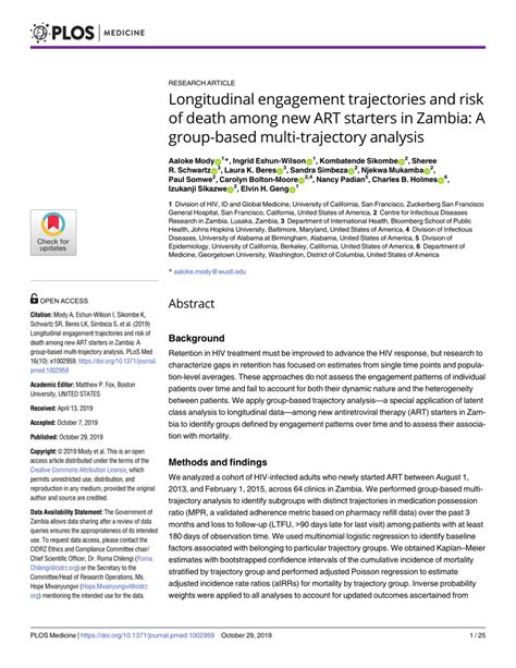 Pdf Longitudinal Engagement Trajectories And Risk Of Death Among New