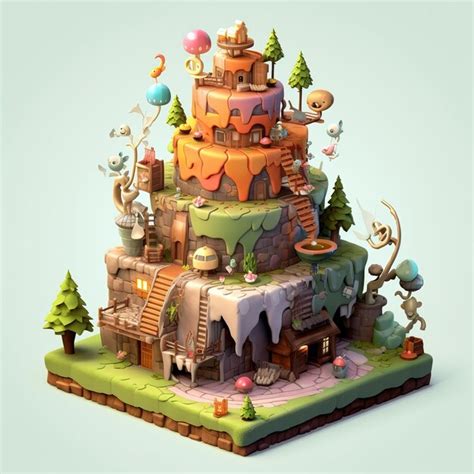 Premium Photo A Computer Generated Image Of A Castle With A Forest On The Top